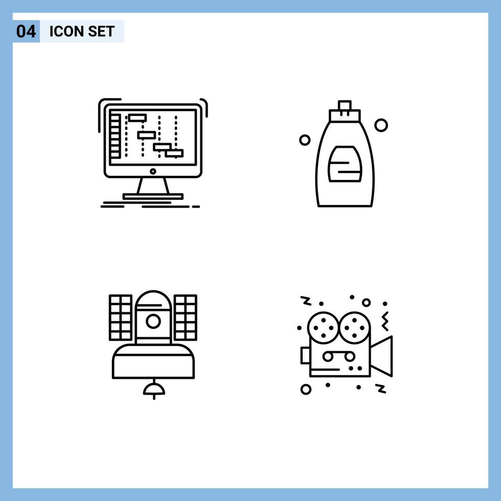 4 Thematic Vector Filledline Flat Colors And Editable Symbols Of Ableton Satellite Digital