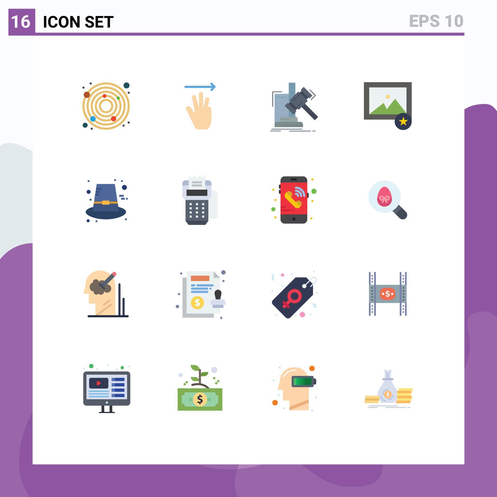 Flat Color Pack Of 16 Universal Symbols Of Holiday Autumn Gavel Photo Favorite Editable Pack Of