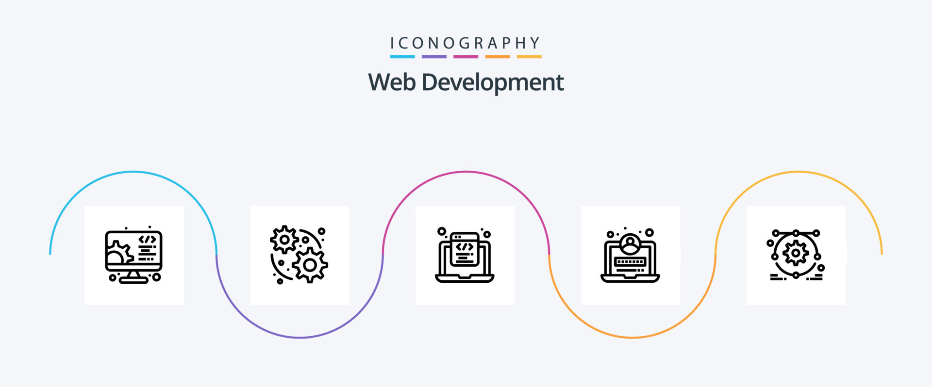 Web Development Line 5 Icon Pack Including setting. development. html. login. development ...