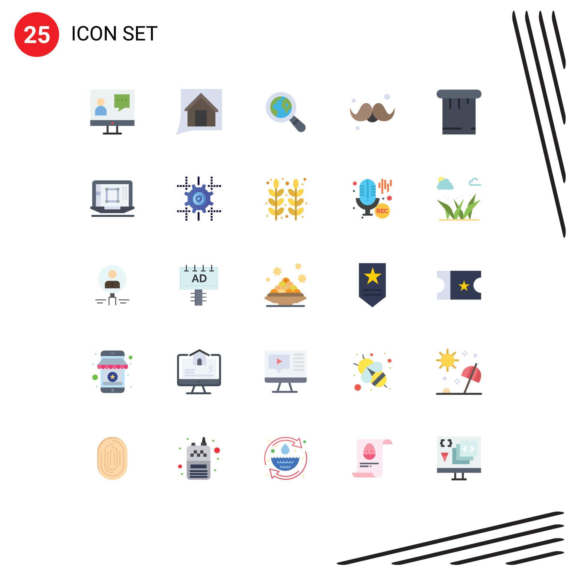 Mobile Interface Flat Color Set Of 25 Pictograms Of Gentleman Father Convo Dad Magnifying Glass