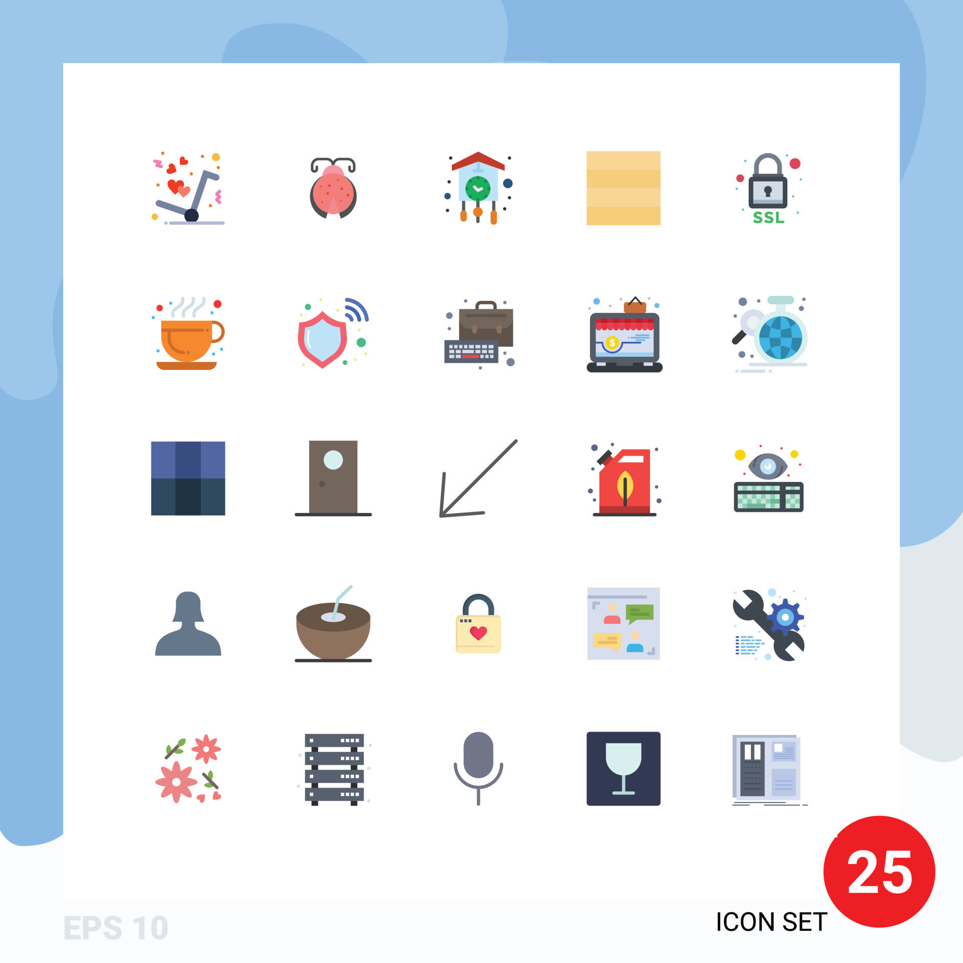 25 Thematic Vector Flat Colors And Editable Symbols Of Ssl Lock Clock Wireframe Old Editable