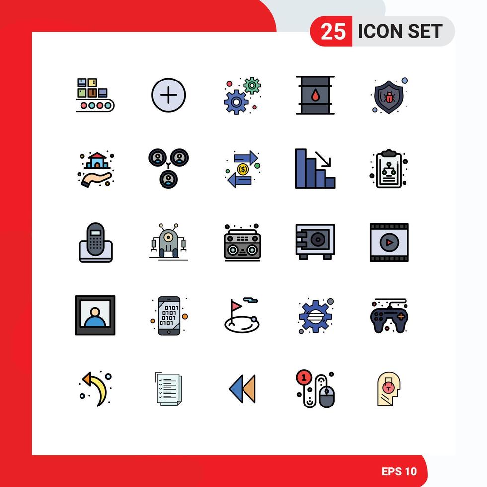 User Interface Pack Of 25 Basic Filled Line Flat Colors Of Bug Logistic Development Delivery