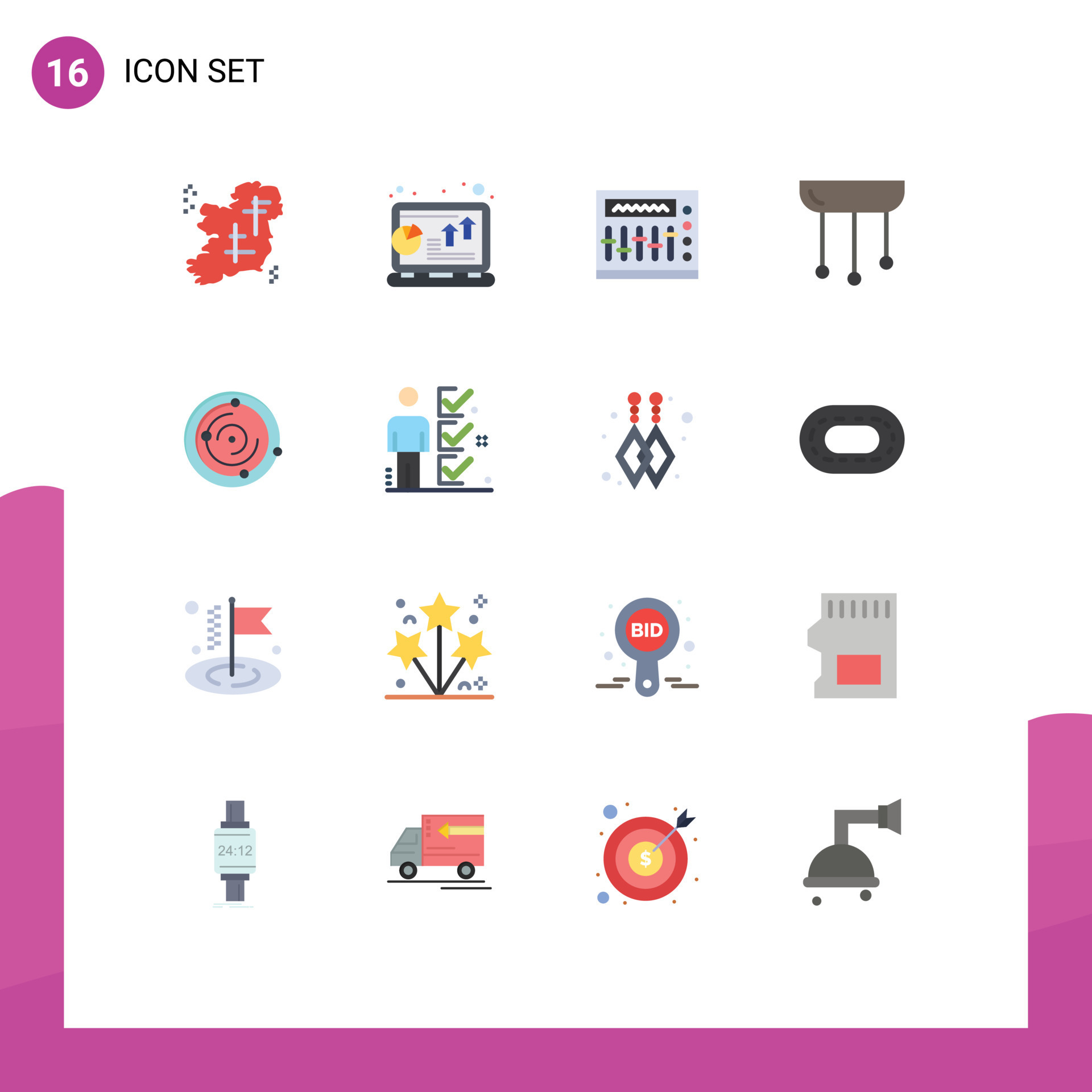 Stock Vector Icon Pack Of 16 Line Signs And Symbols For Interior