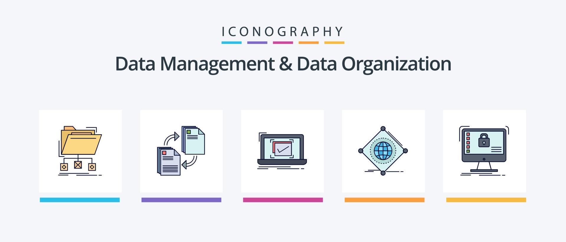 Data Management And Data Organization Line Filled 5 Icon Pack Including ...