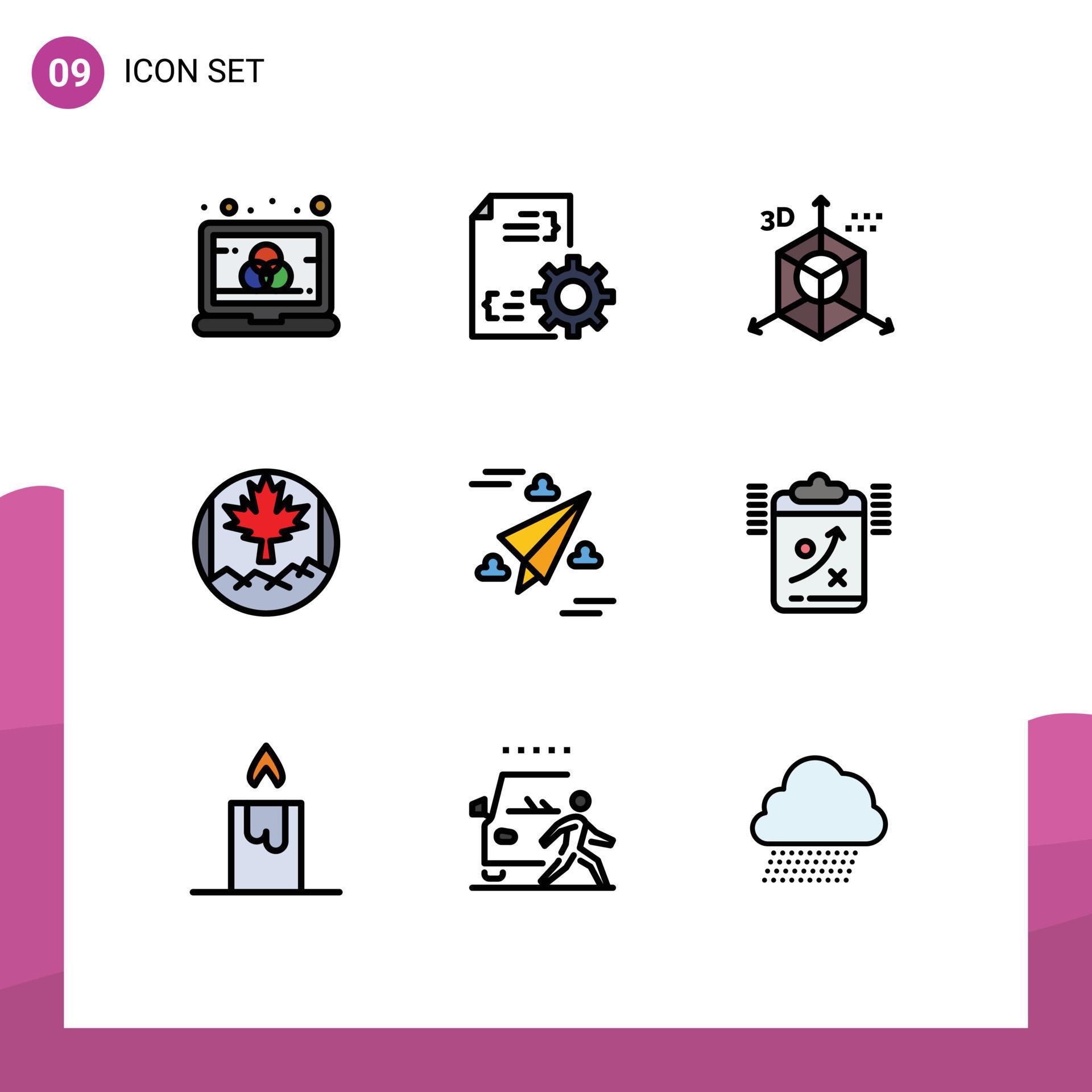 Stock Vector Icon Pack of 9 Line Signs and Symbols for design flag ...