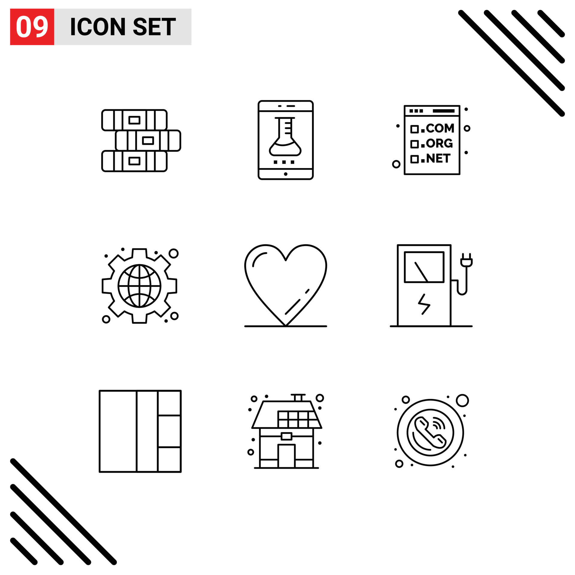 Conjunto De 9 9 Vector Contornos En Cuadrícula Para Corazón Web