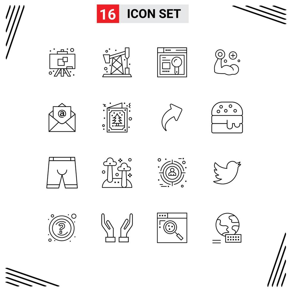 Set Of 16 Modern Ui Icons Symbols Signs For Tree Mail Search Email