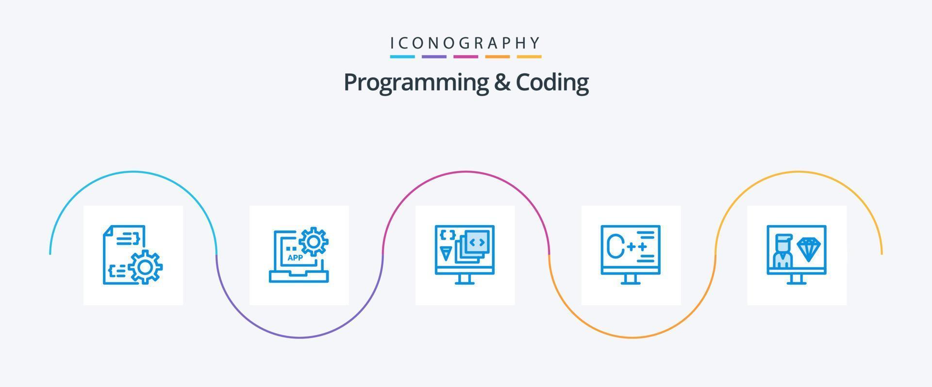 Programming And Coding Blue 5 Icon Pack Including Development Coding