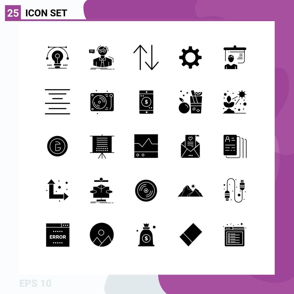 Stock Vector Icon Pack of 25 Line Signs and Symbols for education gear ...