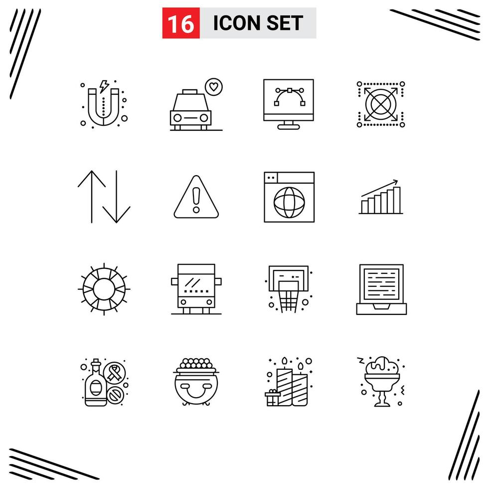 16 User Interface Outline Pack Of Modern Signs And Symbols Of Upside Arrow Development Pack