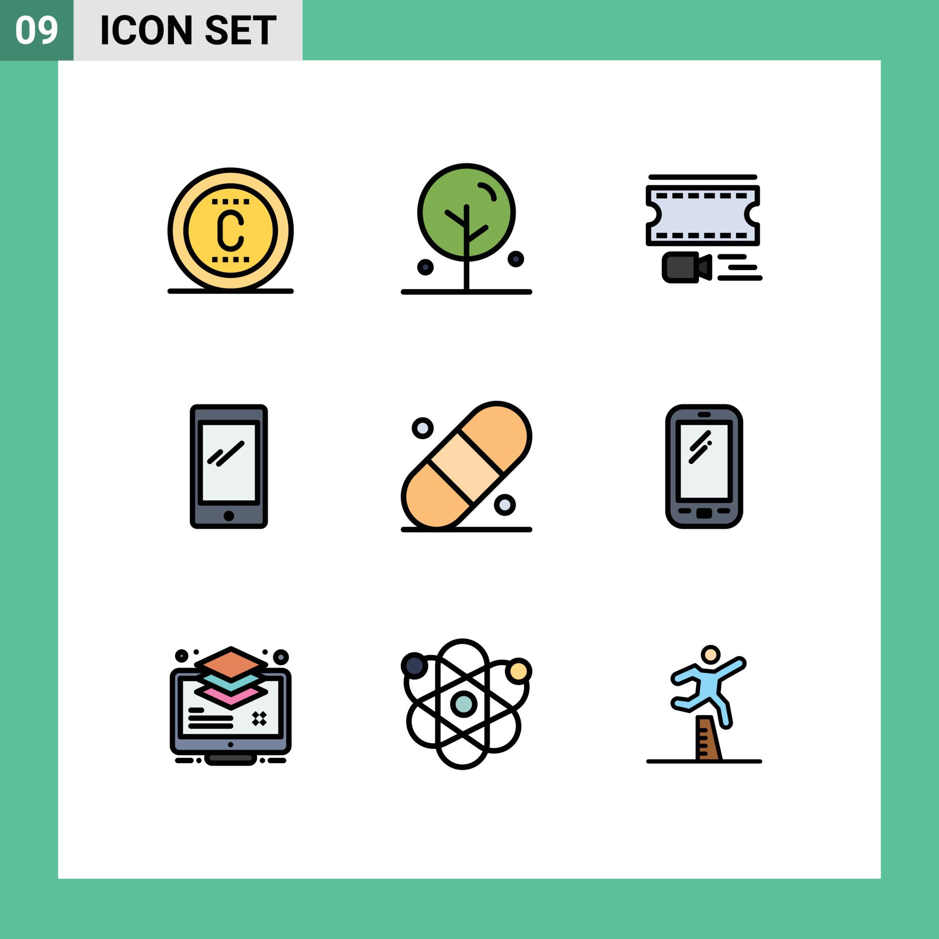 9 User Interface Filledline Flat Color Pack Of Modern Signs And Symbols