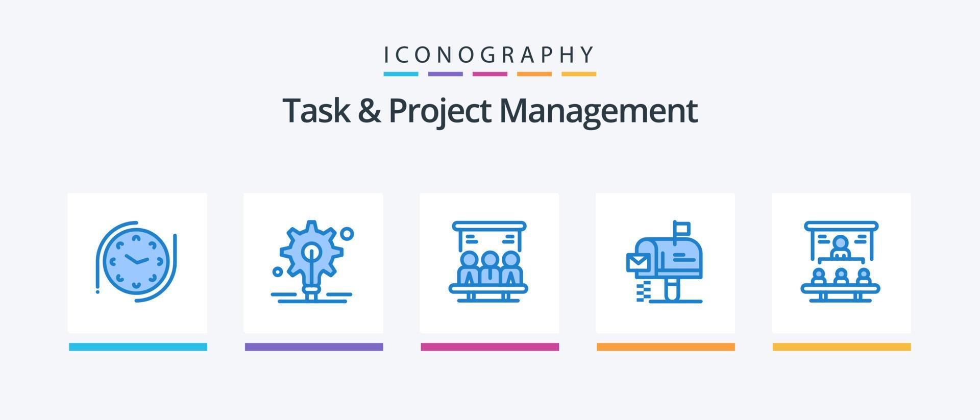 Task And Project Management Blue 5 Icon Pack Including people. market ...