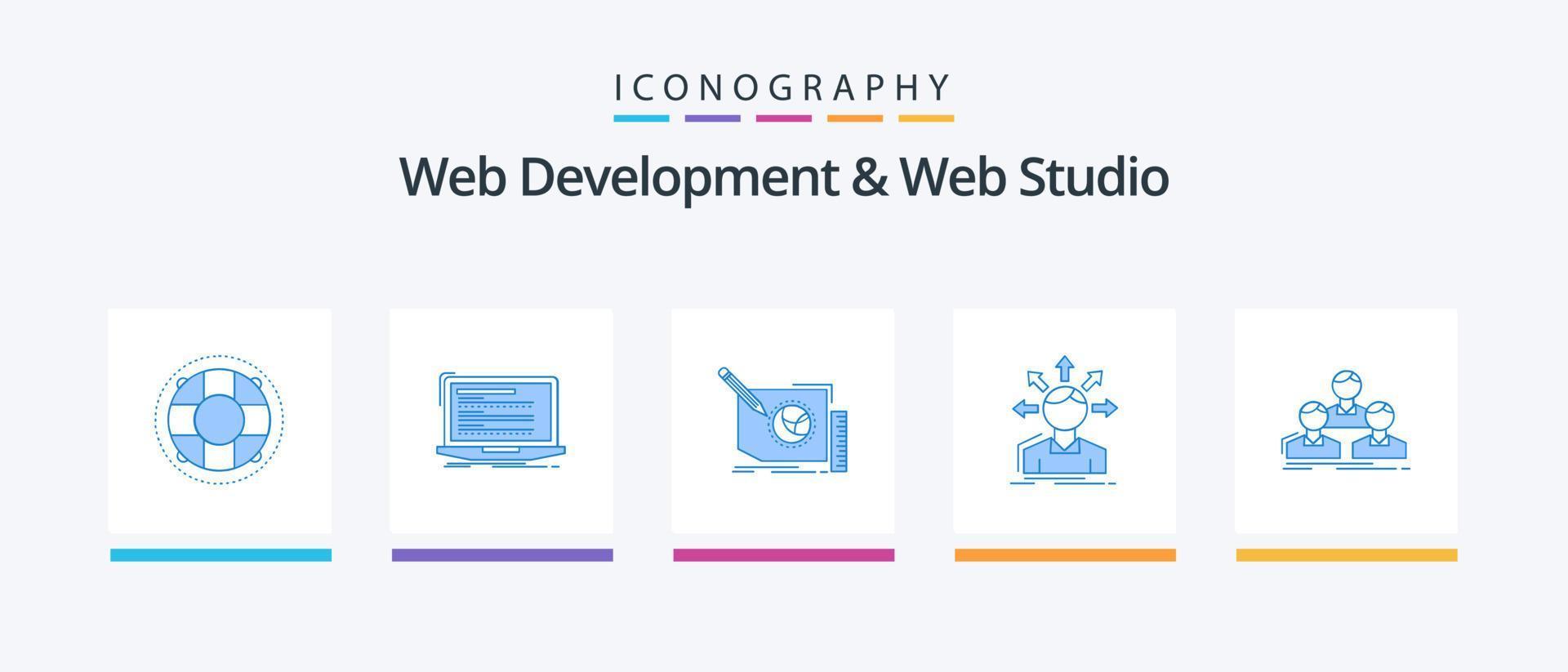Web Development And Web Studio Blue 5 Icon Pack Including options ...