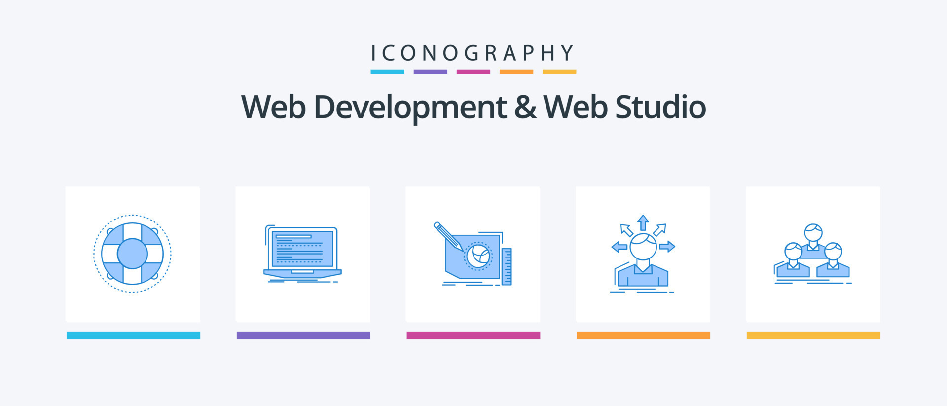 Web Development And Web Studio Blue 5 Icon Pack Including options ...