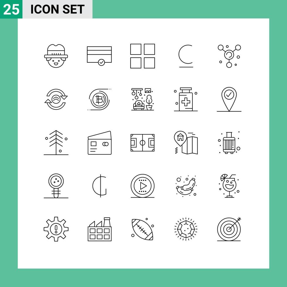 25 User Interface Line Pack of modern Signs and Symbols of refresh ...