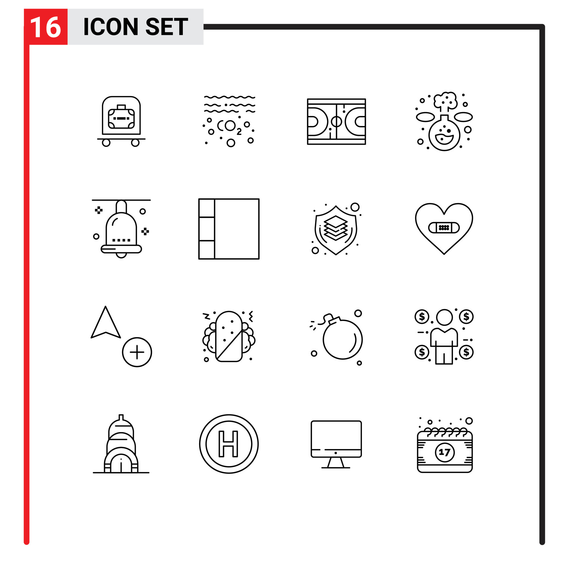 Set Of 16 Vector Outlines On Grid For Celebration Lab Court Experiment Olympic Editable Vector