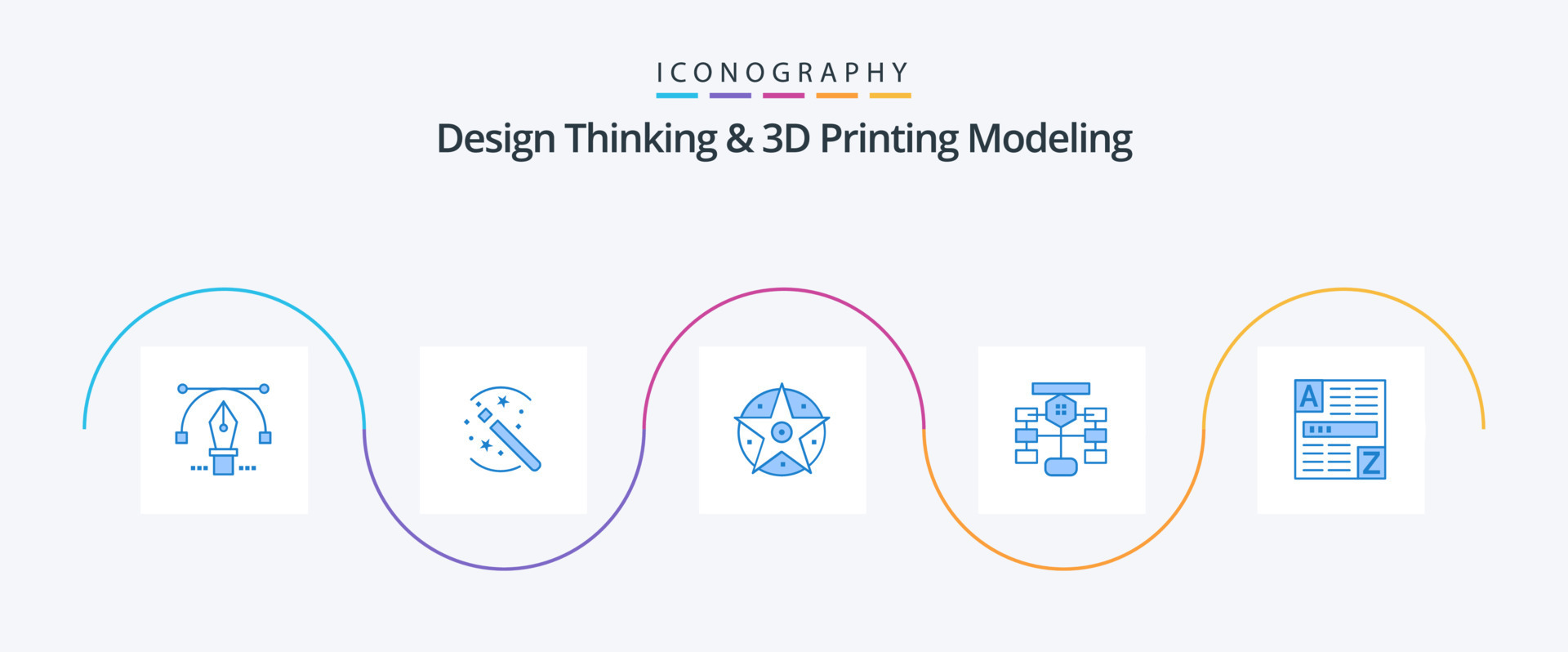 Design Thinking And D Printing Modeling Blue 5 Icon Pack Including browser. data. pentacle ...