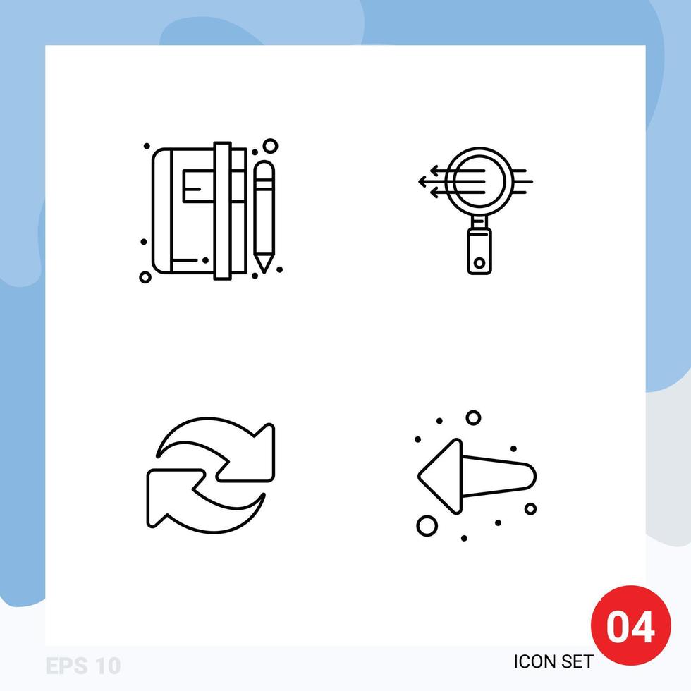 Line Pack of 4 Universal Symbols of notepad refresh blog glass rotate ...