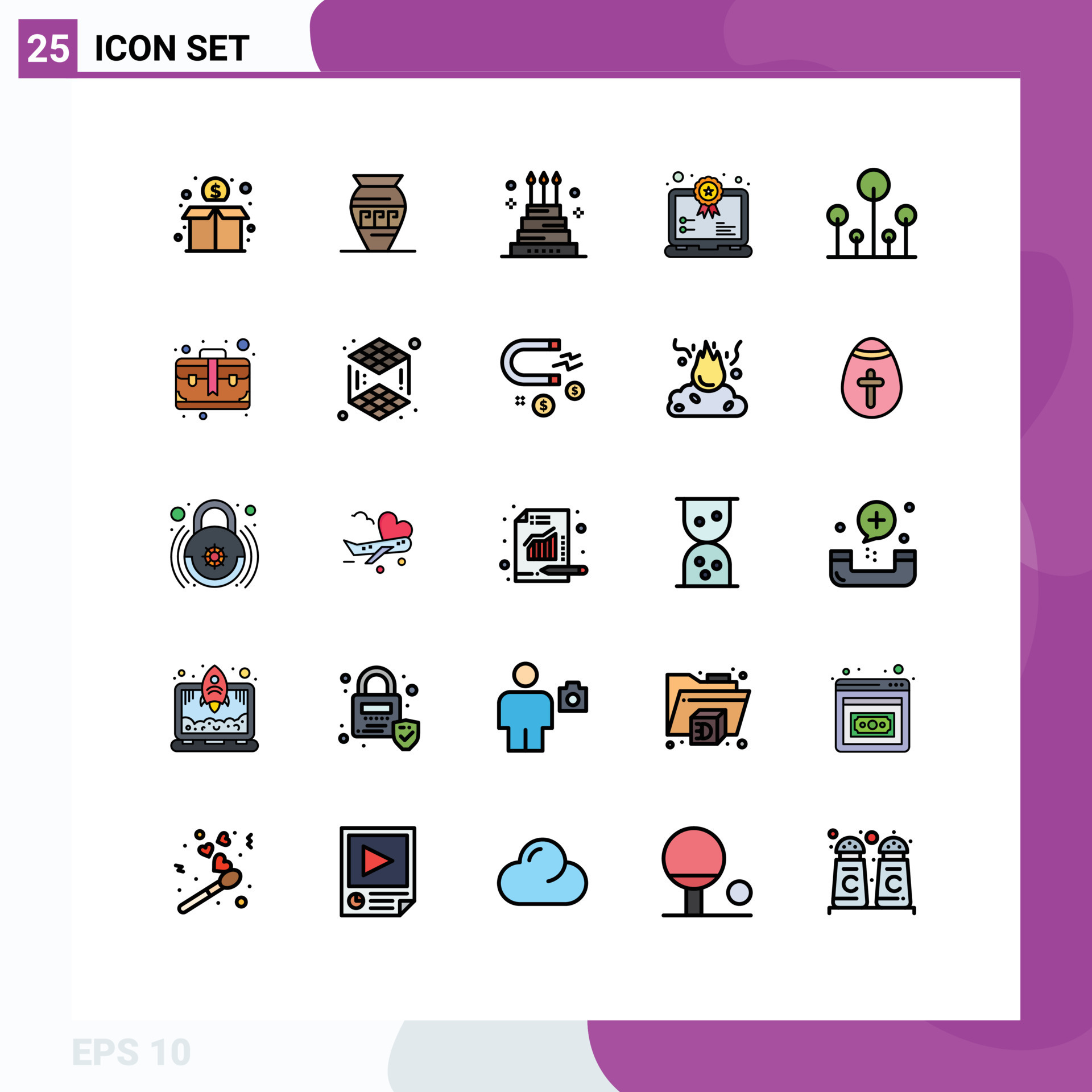 Filled Line Flat Color Pack Of 25 Universal Symbols Of Reward Distinction Greece Bonus Giant