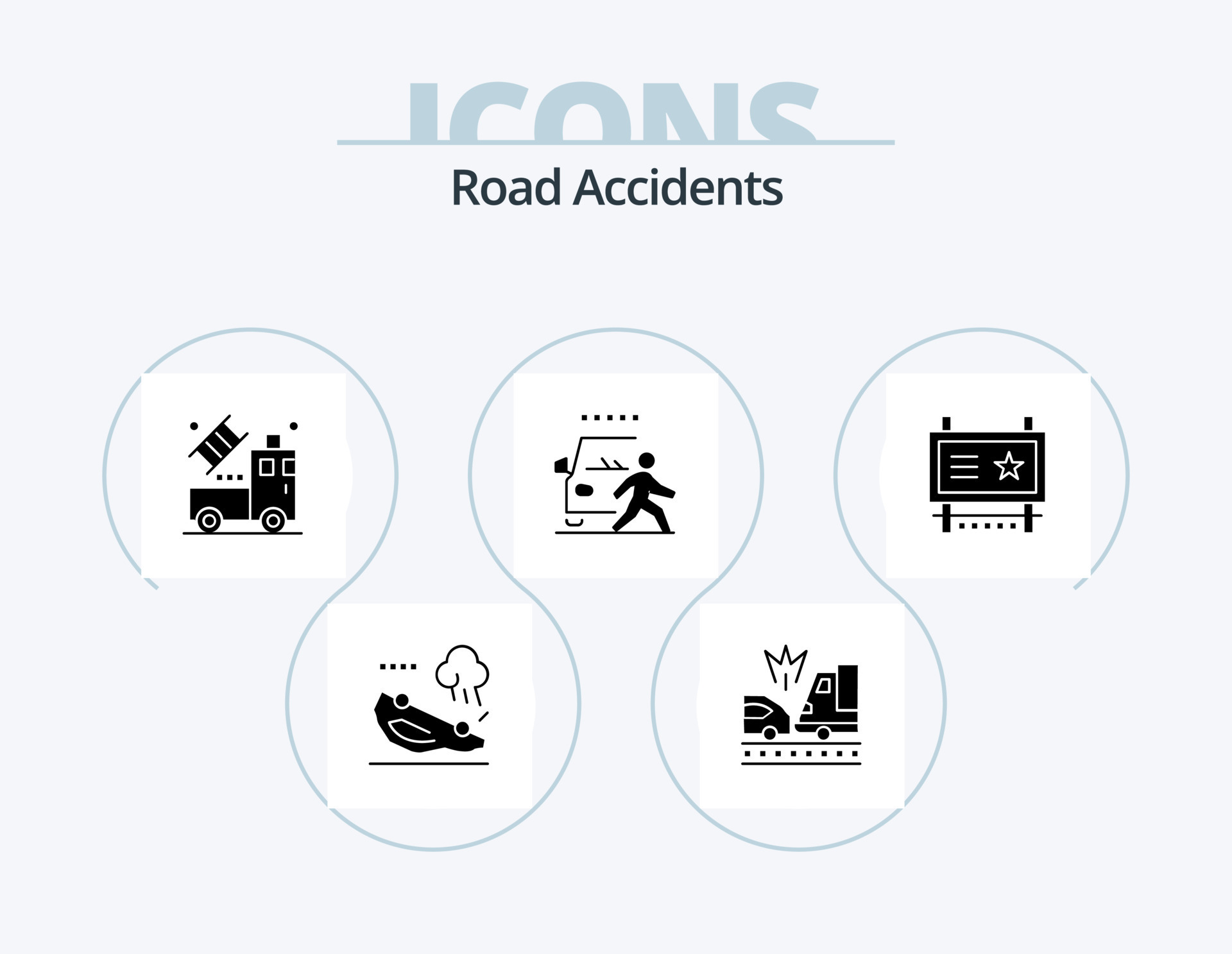Road Accidents Glyph Icon Pack 5 Icon Design. ad board. pedestrian. car ... Road Accidents Glyph Icon Pack 5 Icon Design. ad board. pedestrian. car ...