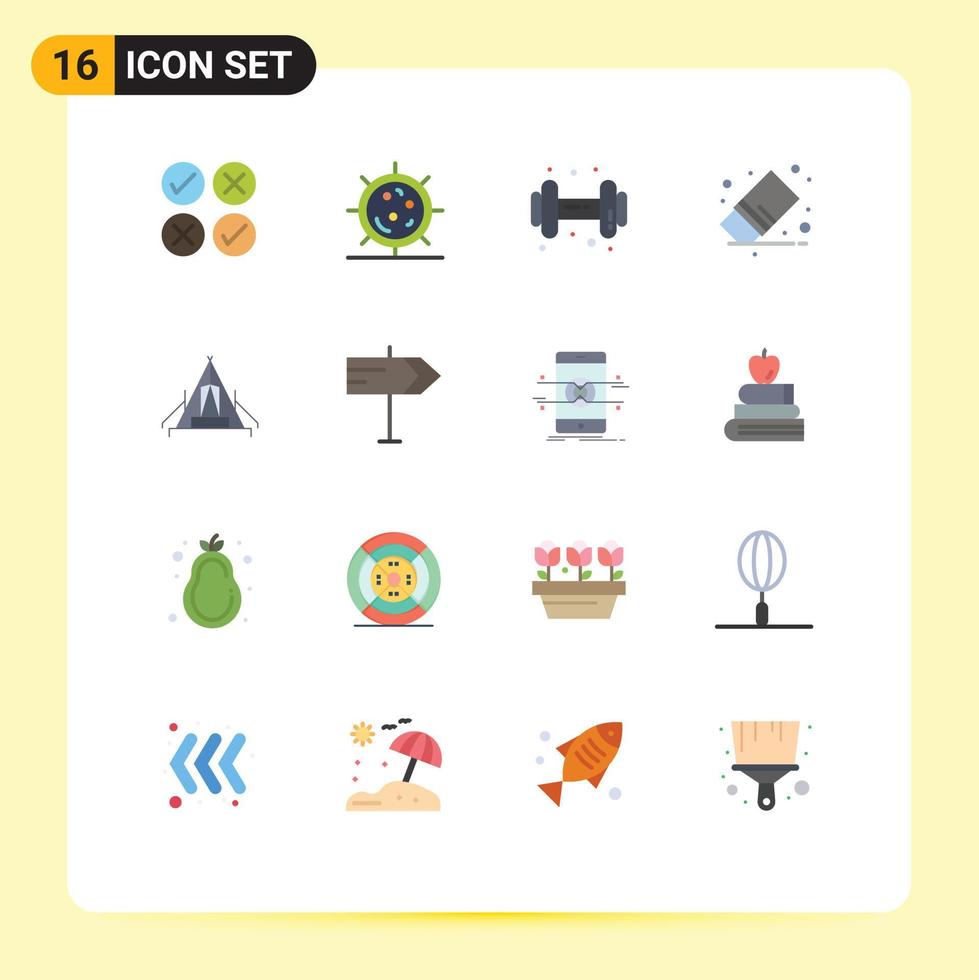 16 Universal Flat Colors Set For Web And Mobile Applications Tent Rubber Medicine Remove Delete