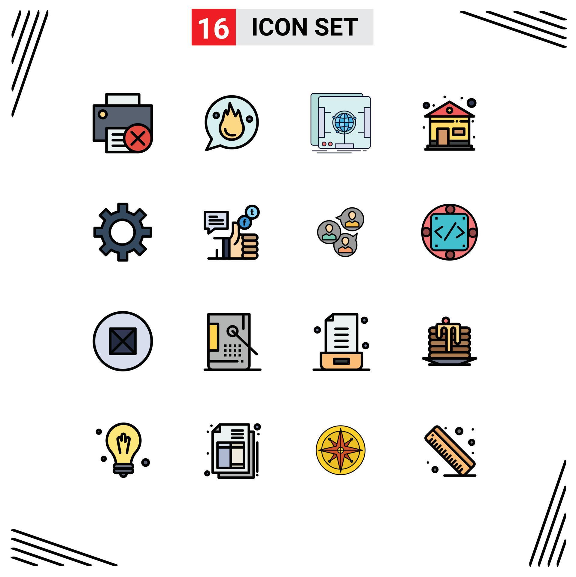 Set Of 16 Modern Ui Icons Symbols Signs For Cog Home Motivation Building Scan Editable Creative