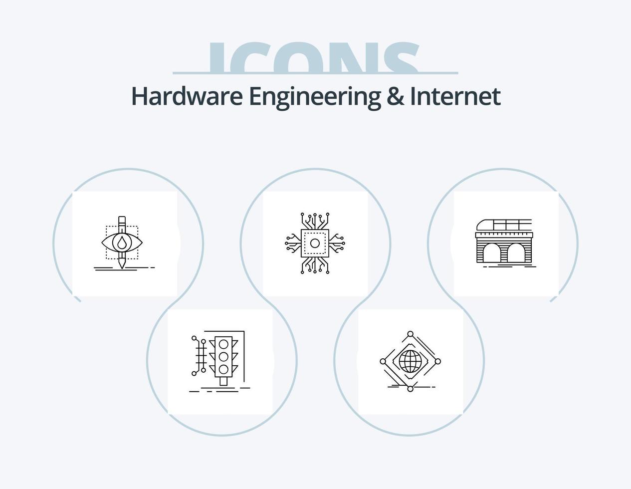 Hardware Engineering And Internet Line Icon Pack 5 Icon Design Logic Function Train Smart