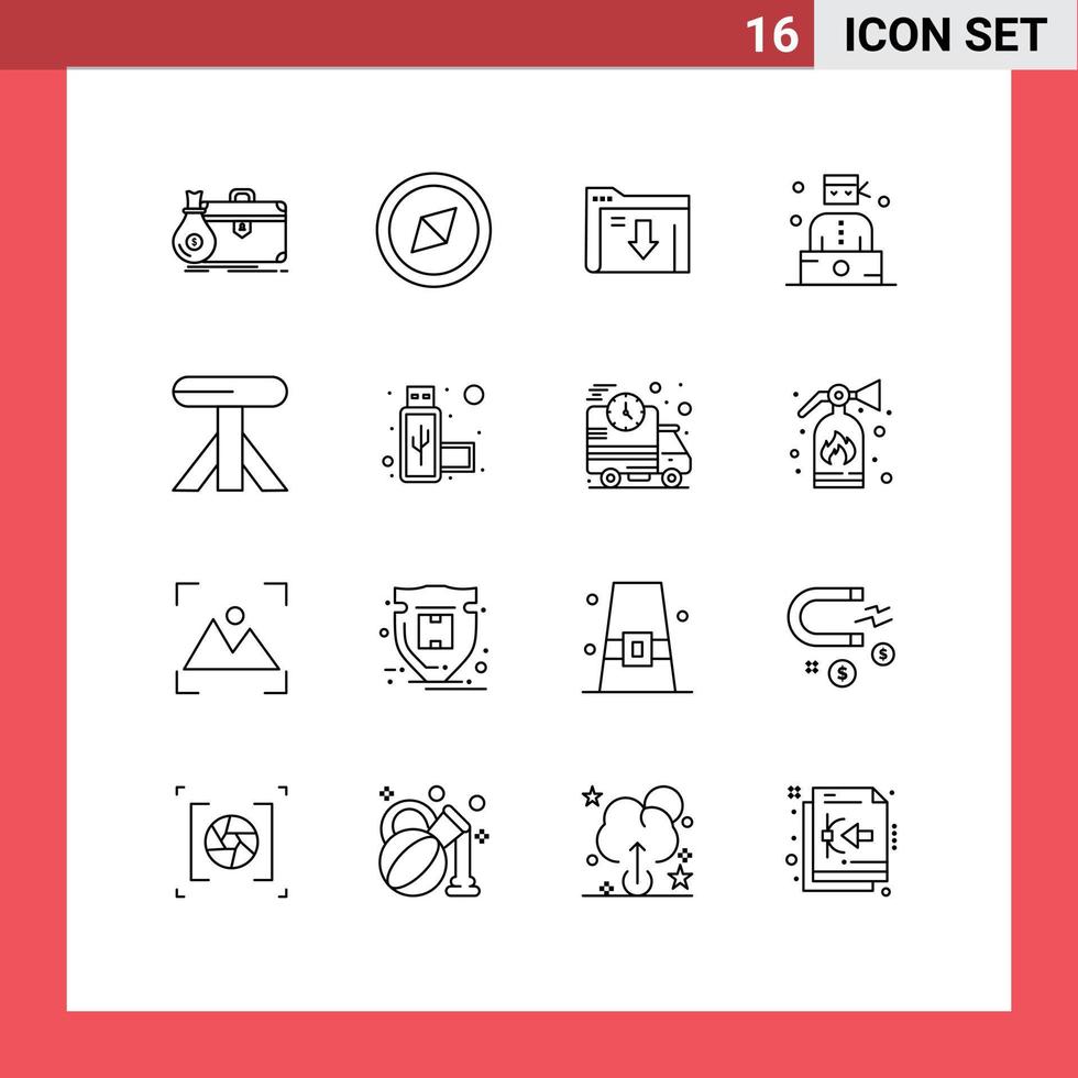 User Interface Pack Of 16 Basic Outlines Of Connection Furniture Server Dining Professions