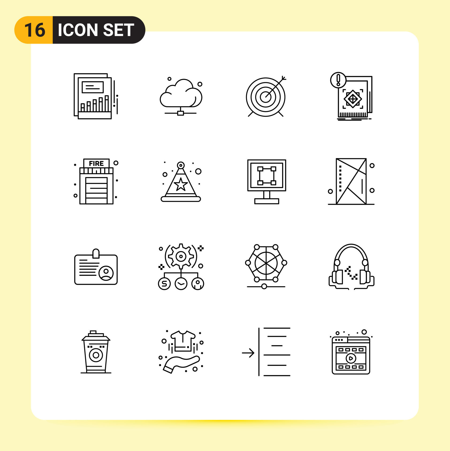 16 User Interface Outline Pack Of Modern Signs And Symbols Of