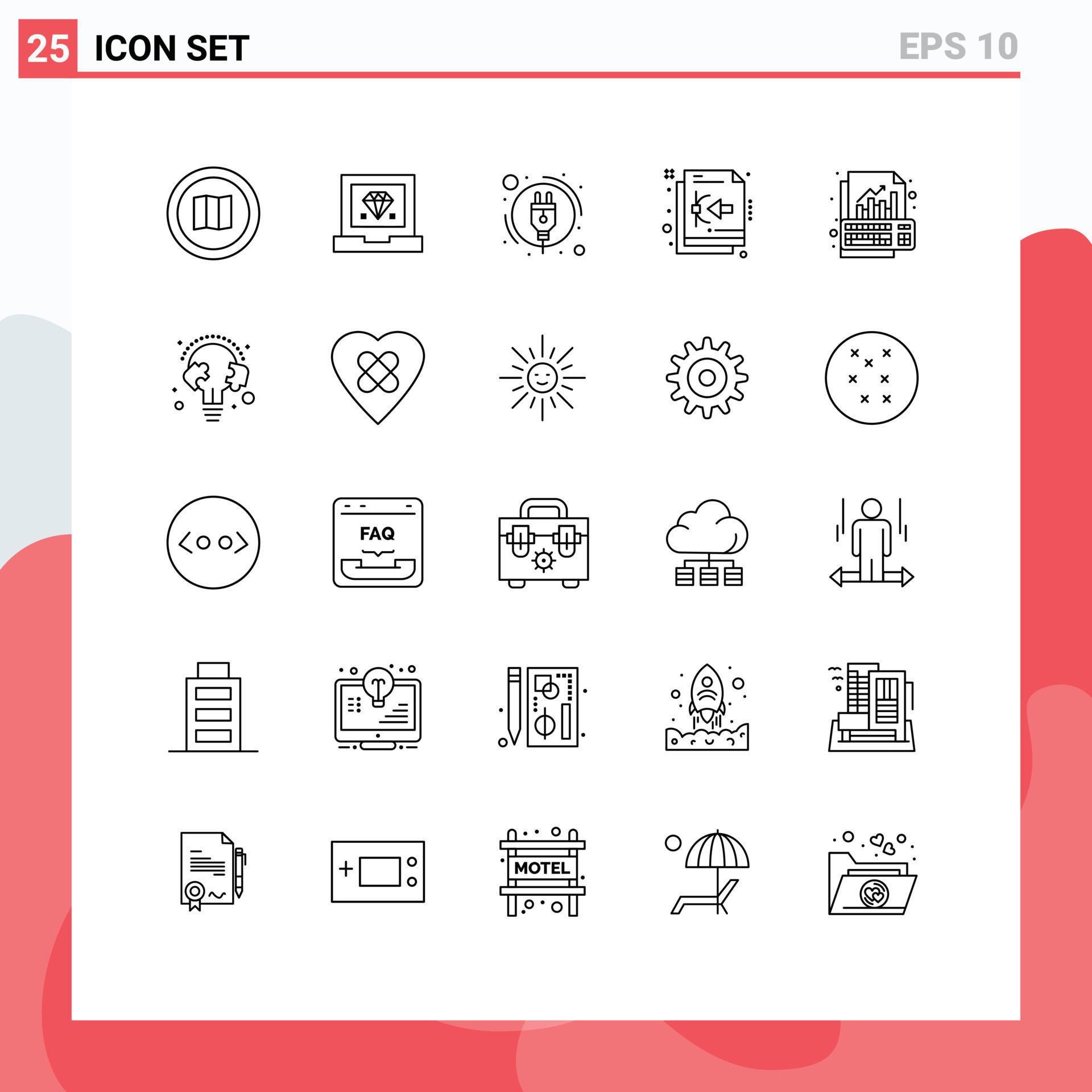 Stock Vector Icon Pack Of 25 Line Signs And Symbols For Data File