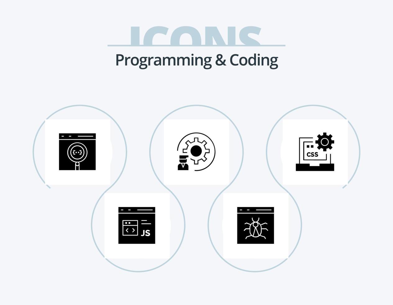 Programming And Coding Glyph Icon Pack 5 Icon Design Development Coding Develop Development