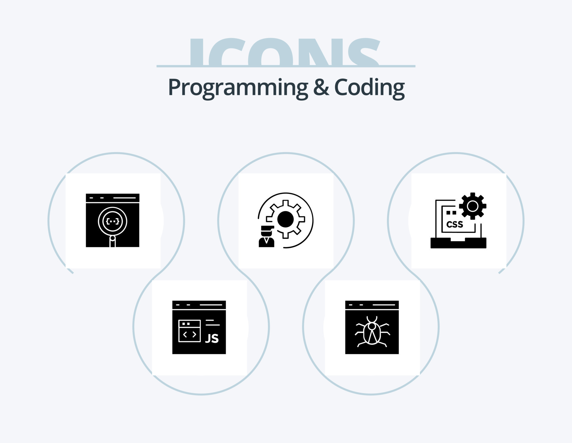 Programming And Coding Glyph Icon Pack 5 Icon Design Development Coding Develop Development