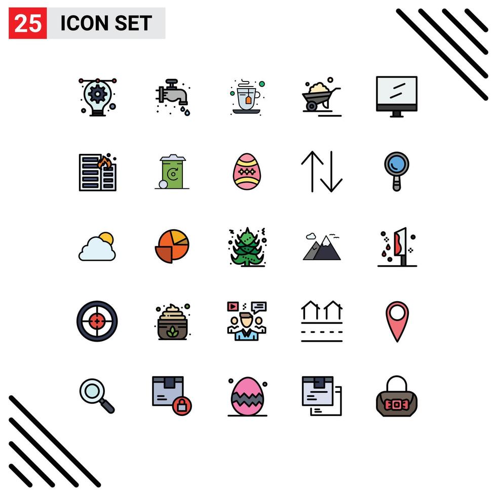 Mobile Interface Filled Line Flat Color Set Of 25 Pictograms Of Display