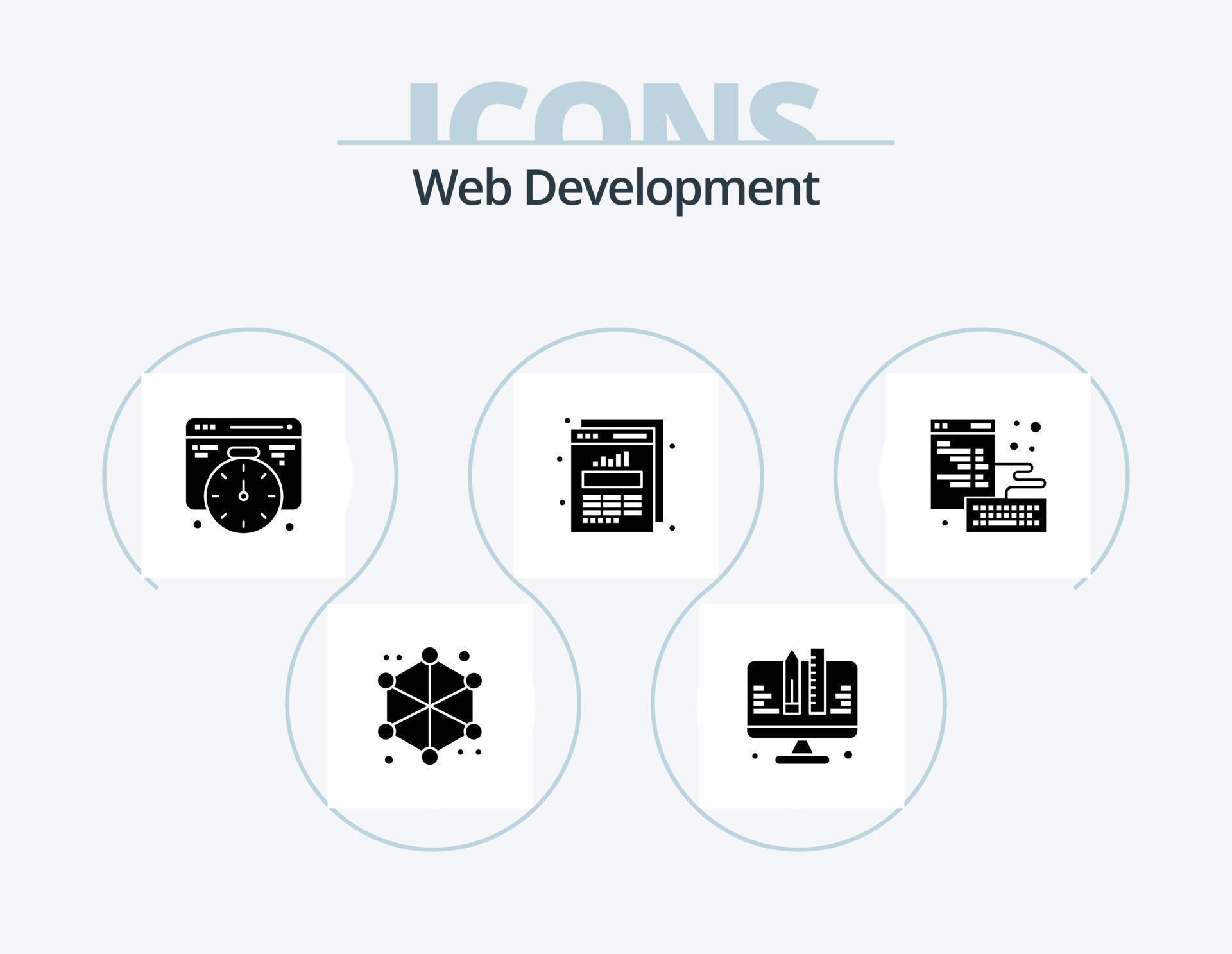 Web Development Glyph Icon Pack 5 Icon Design. development. browser. development. web stats ...