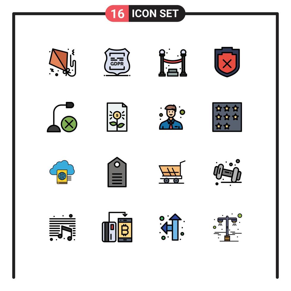 Set Of 16 Modern Ui Icons Symbols Signs For Gadget Computers Private Warning Security Editable
