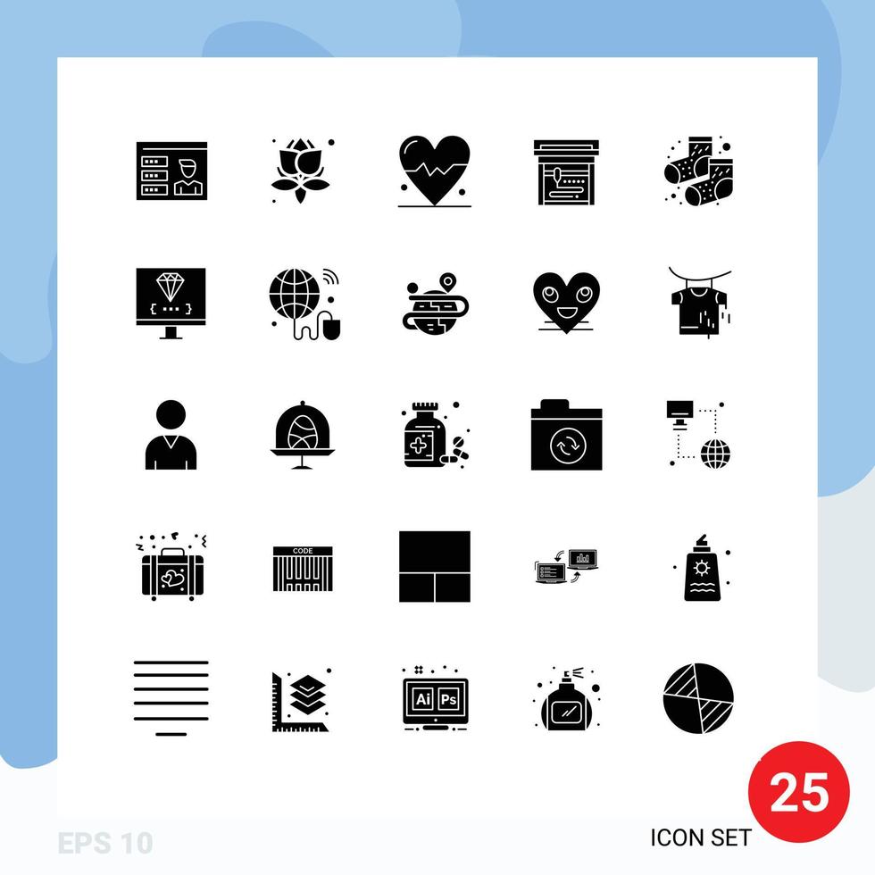 25 Thematic Vector Solid Glyphs and Editable Symbols of develop coding ...