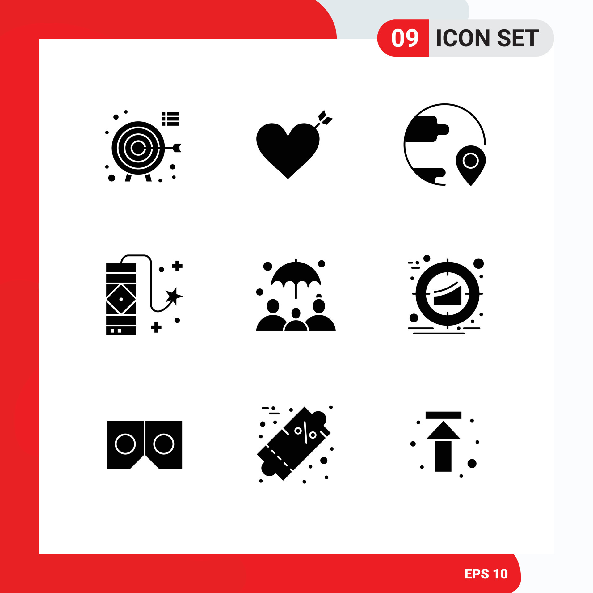 9 Universal Solid Glyphs Set For Web And Mobile Applications Group Insurance Firework