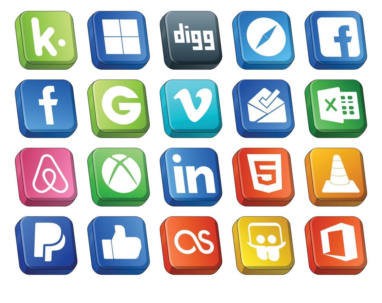 20 Social Media Icon Pack Including player vlc video html xbox 19693746 ...