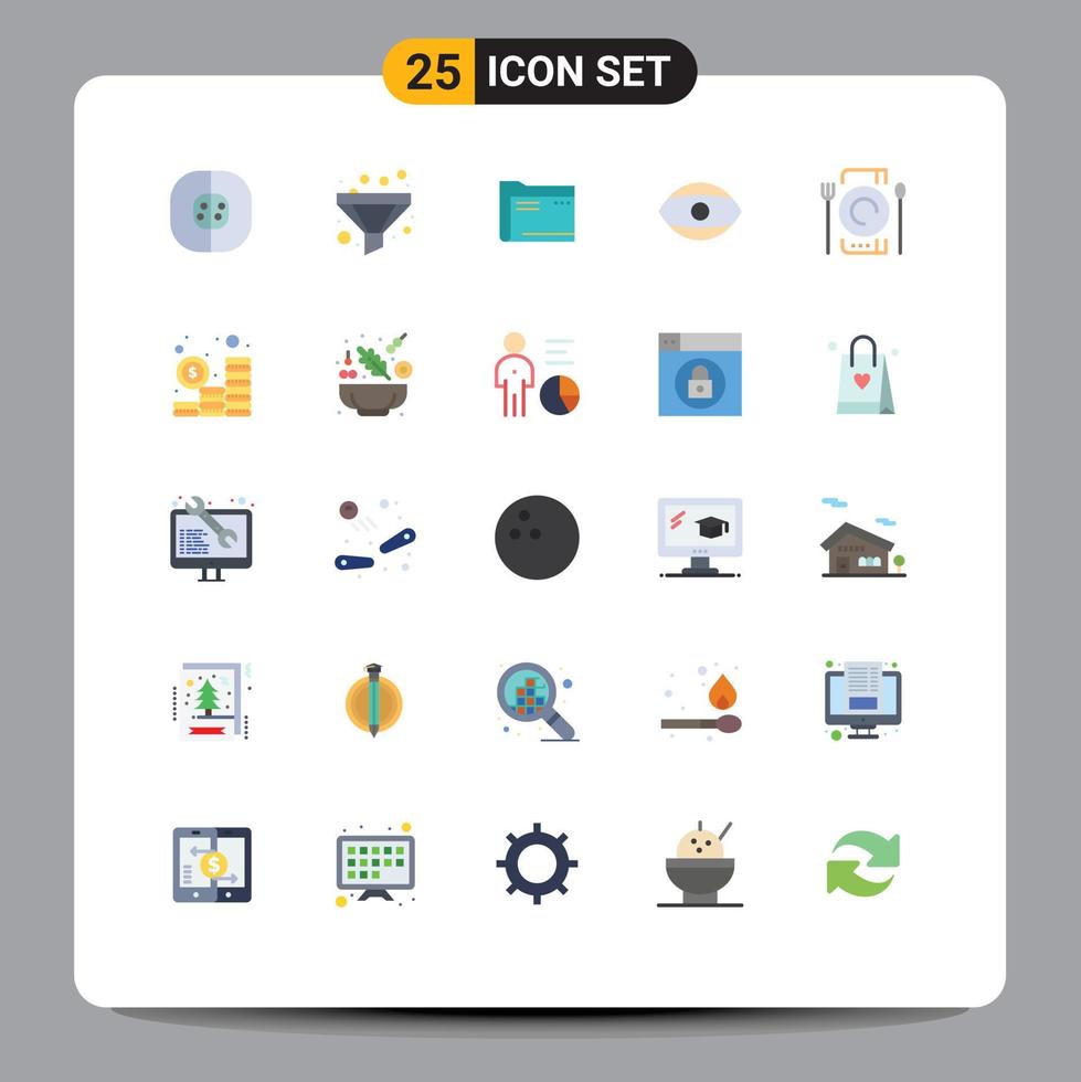 Set Of 25 Vector Flat Colors On Grid For Human Eye Folder Storage Empty