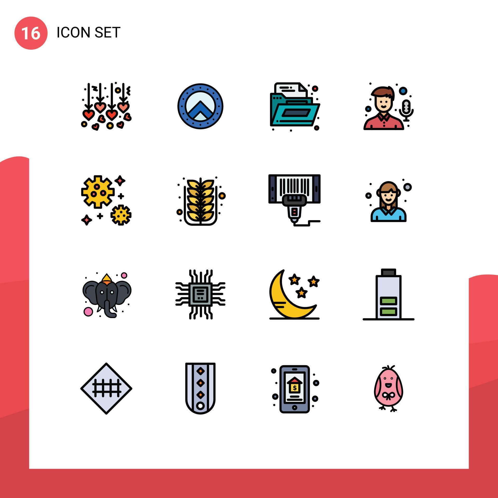 Set Of 16 Vector Flat Color Filled Lines On Grid For Fall Space Office Meteor Recorder Editable