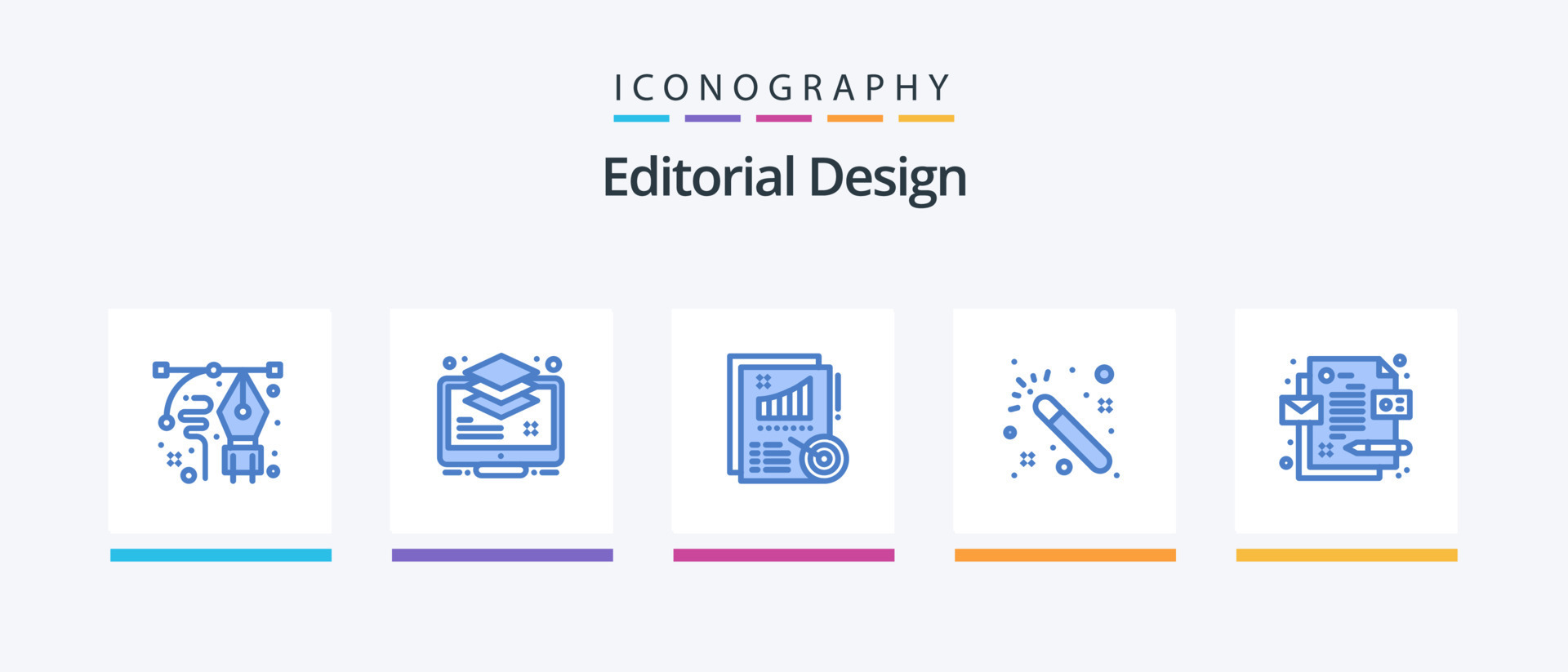 Editorial Design Blue 5 Icon Pack Including Corporate Wizard Buffer Magic Report Creative