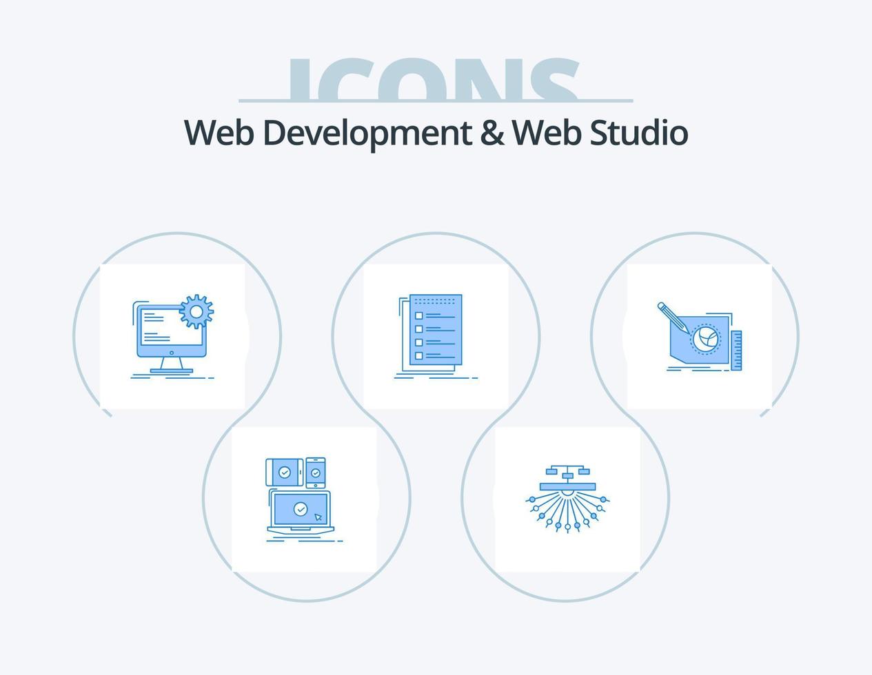 Web Development And Web Studio Blue Icon Pack 5 Icon Design. list ...