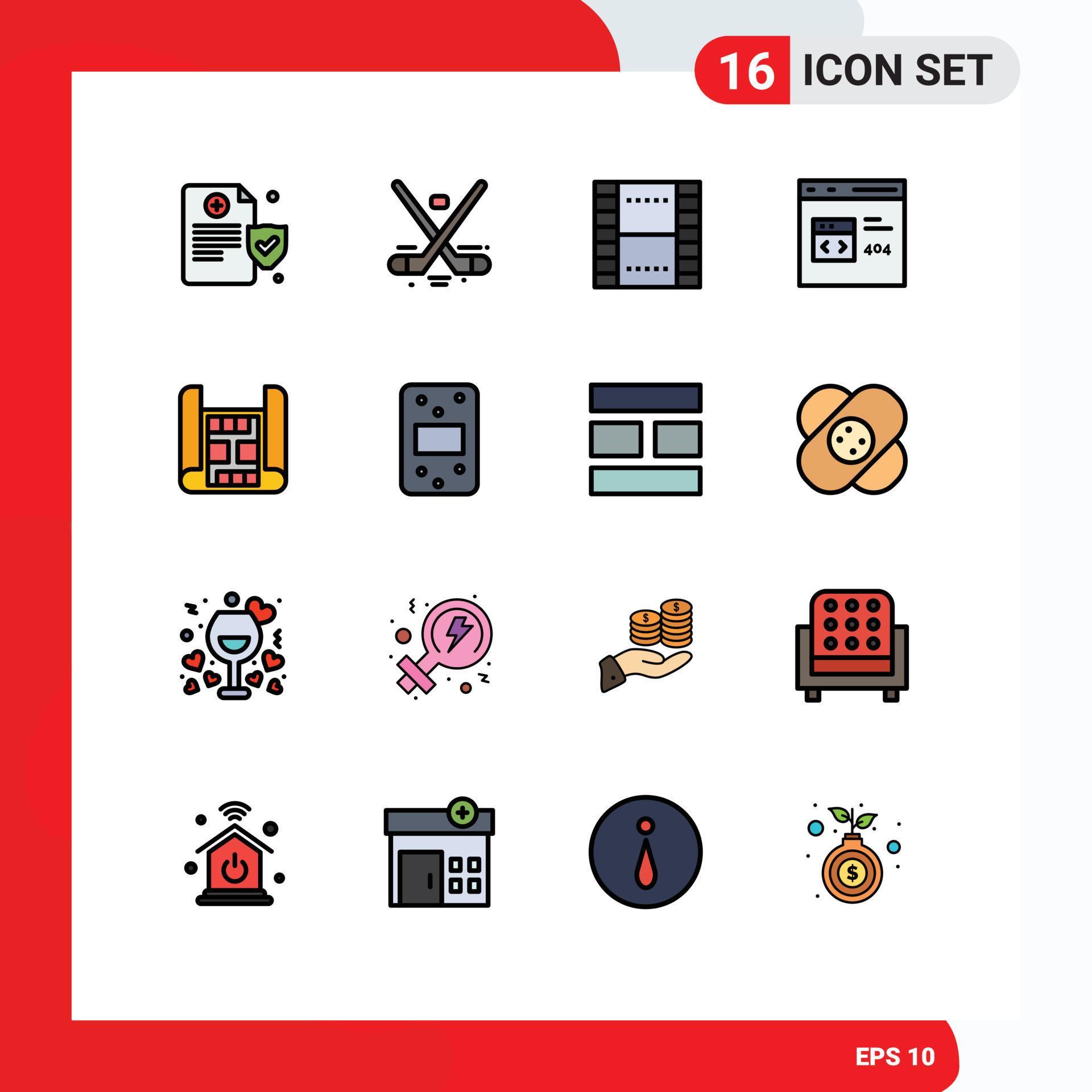 Set Of 16 Modern Ui Icons Symbols Signs For Development Coding Basic Browser Ux Editable