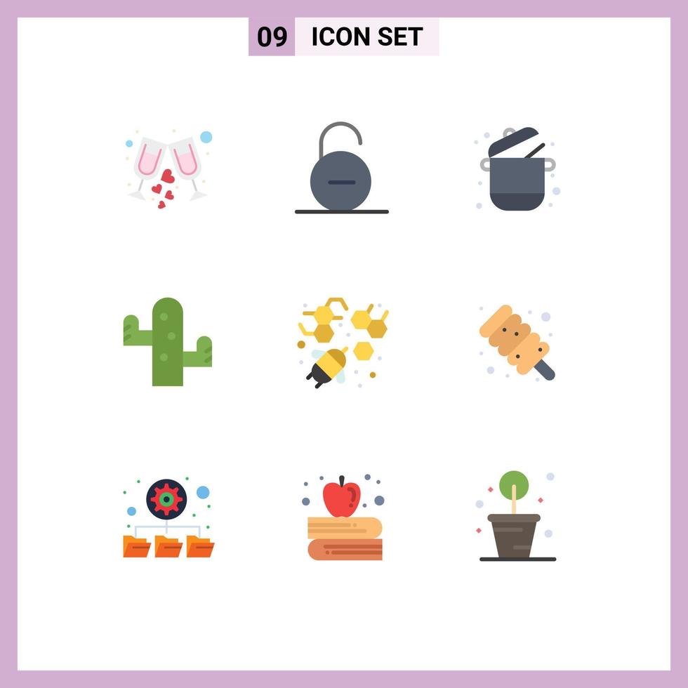 Conjunto De 9 9 Moderno Ui íconos Símbolos Señales Para Planta Desierto