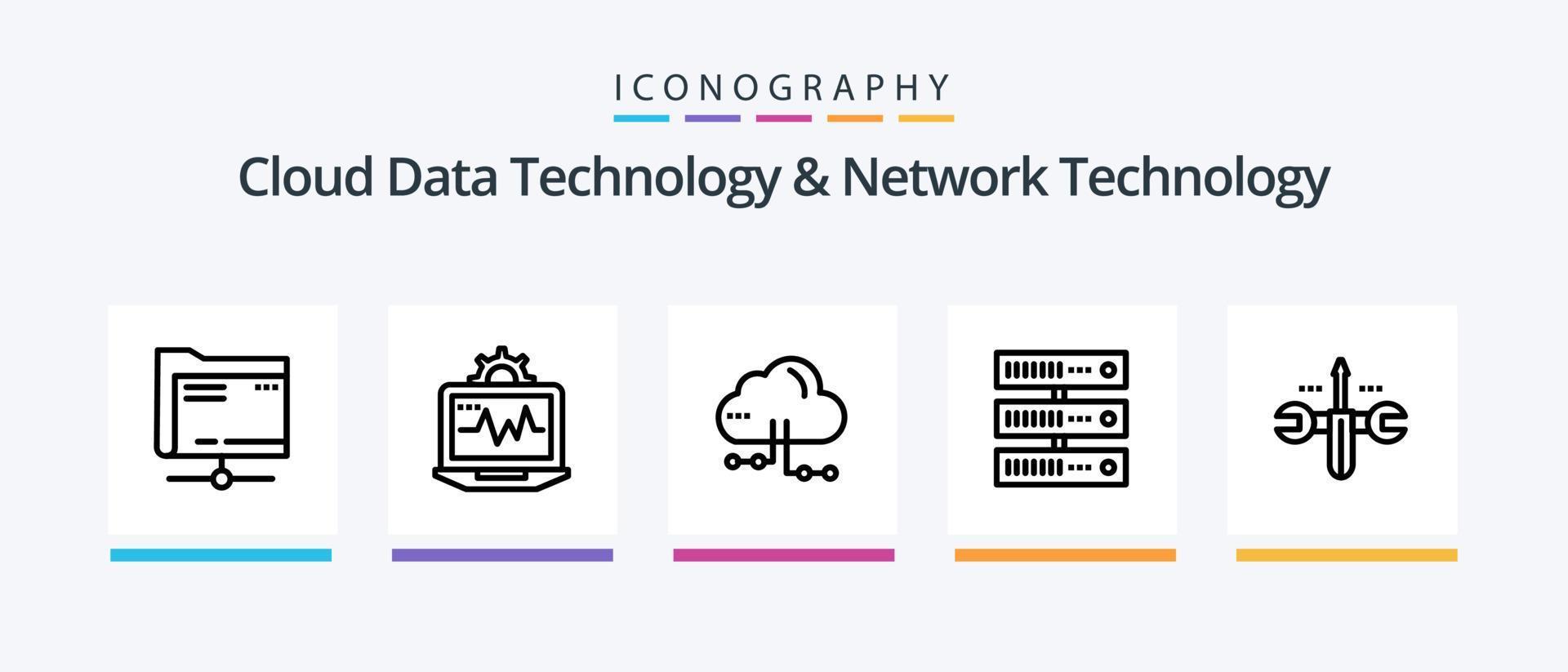 Cloud Data Technology And Network Technology Line 5 Icon Pack Including