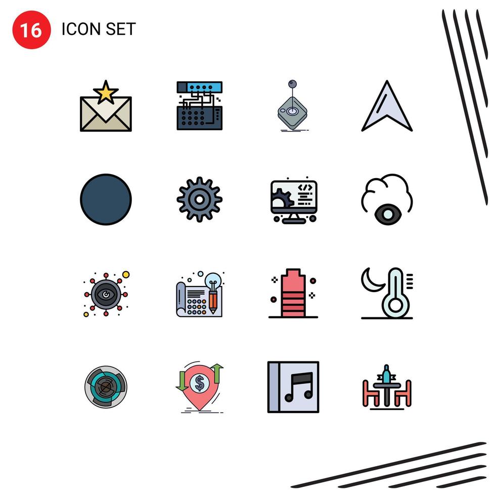 16 User Interface Flat Color Filled Line Pack Of Modern Signs And Symbols Of Pointer Location