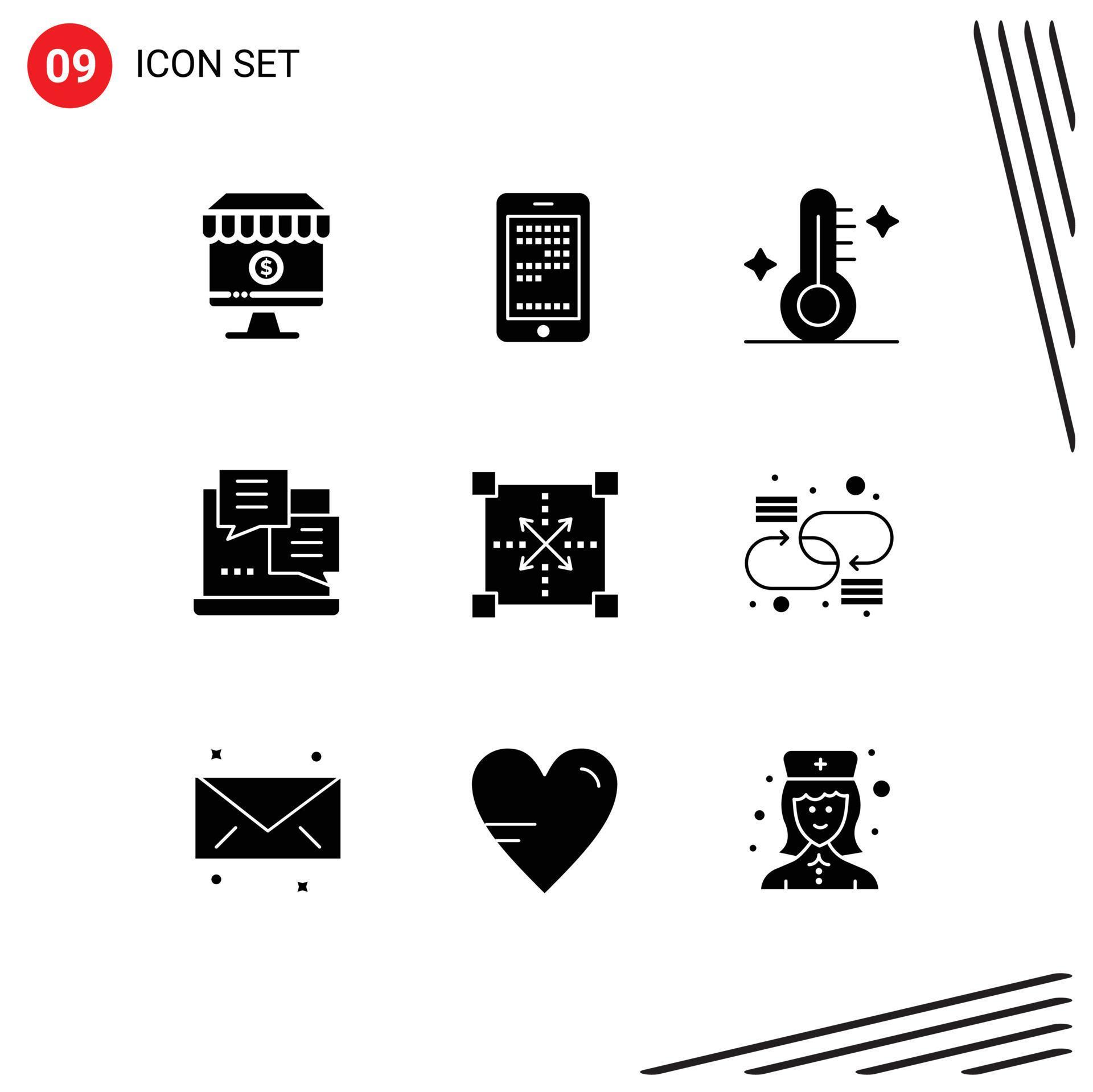 Set Of 9 Modern Ui Icons Symbols Signs For Coding Script Coding Internet Weather Editable Vector