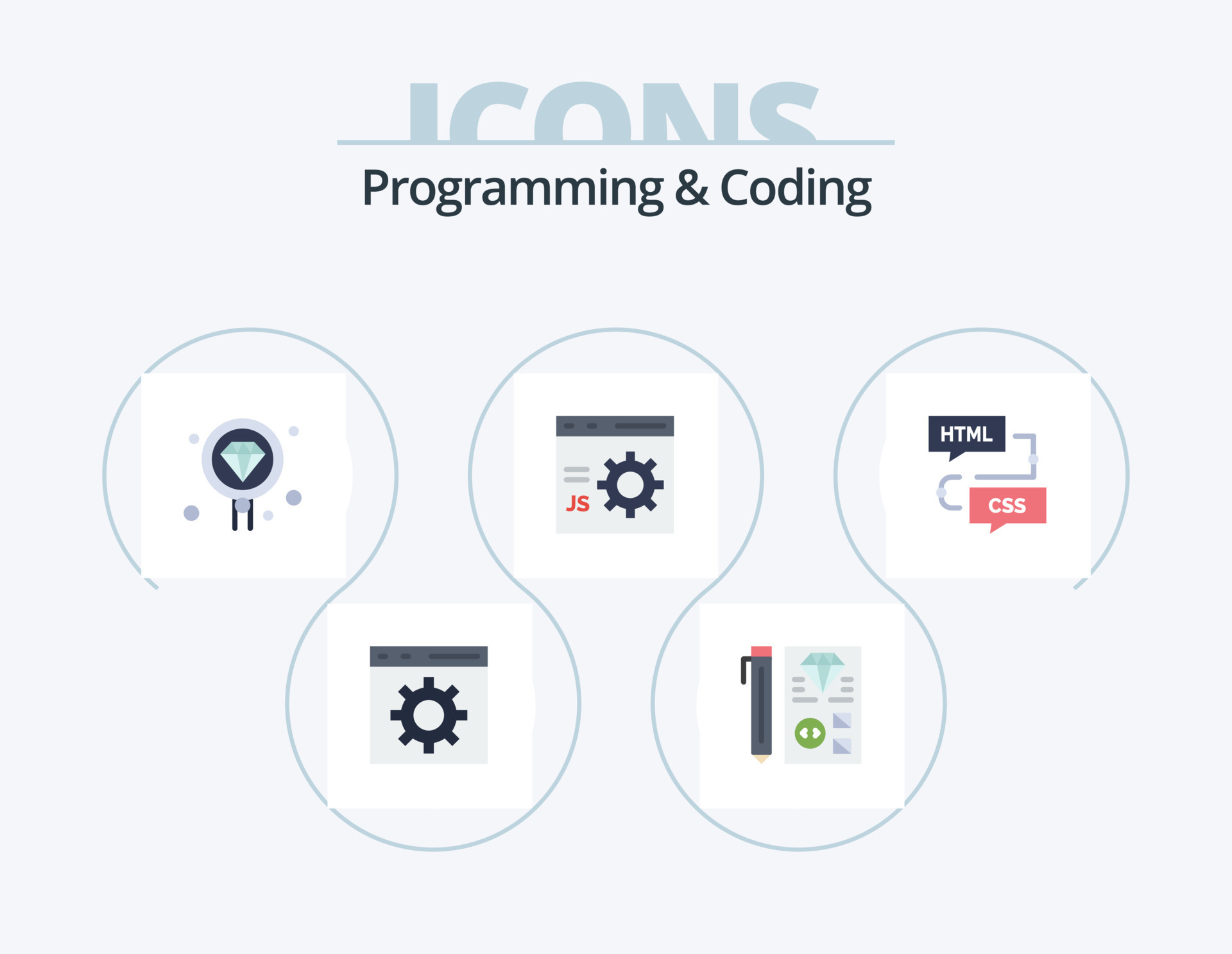 Programming And Coding Flat Icon Pack 5 Icon Design Develop Browser 8746