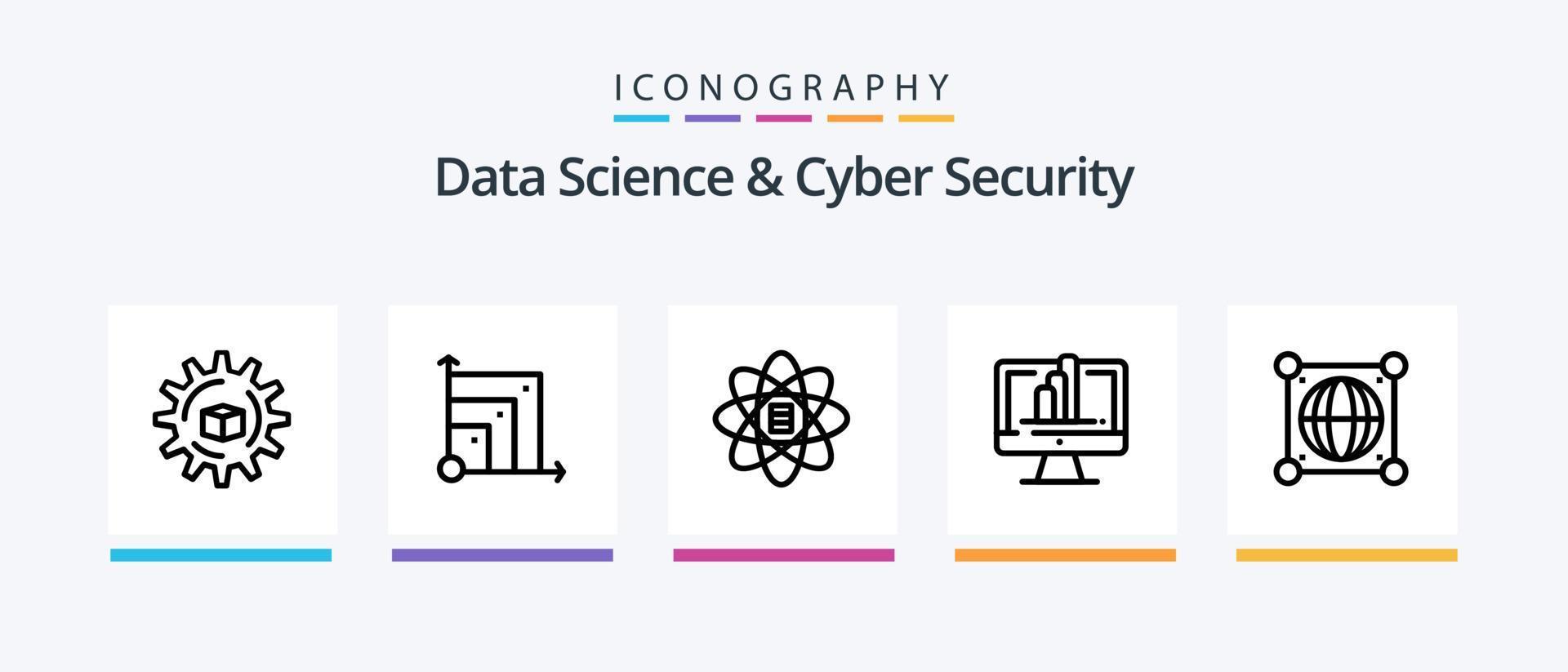 Data Science And Cyber Security Line 5 Icon Pack Including Keyboard Scince 3d Share Data