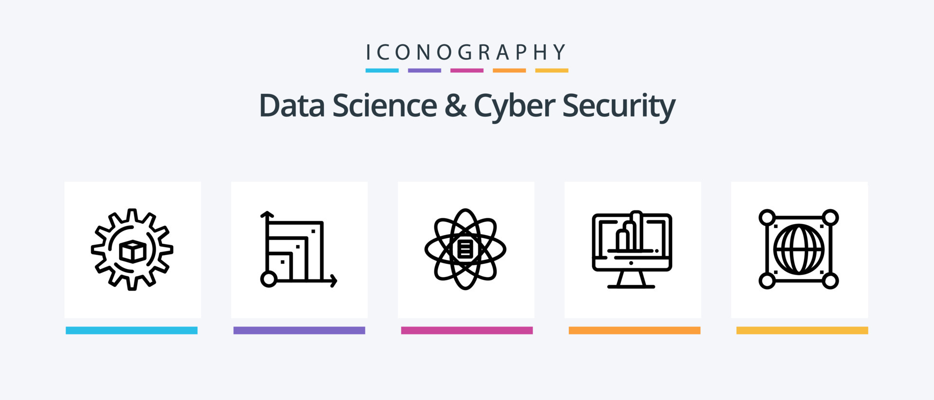 Data Science And Cyber Security Line 5 Icon Pack Including Keyboard